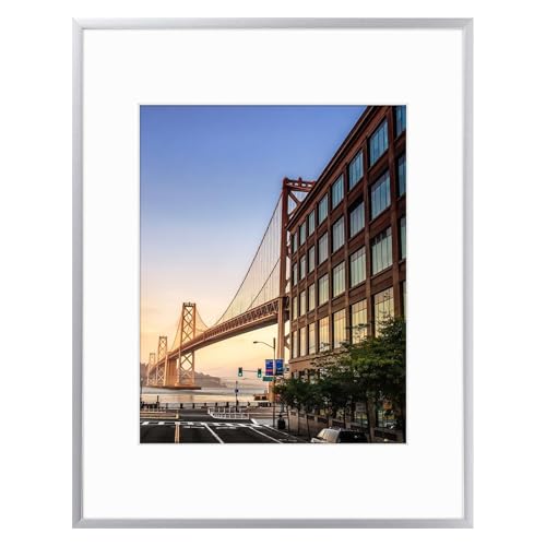 Frametory, 12x16 Aluminum Frame, 8.5x11 Photo with Ivory Mat for Wall ...