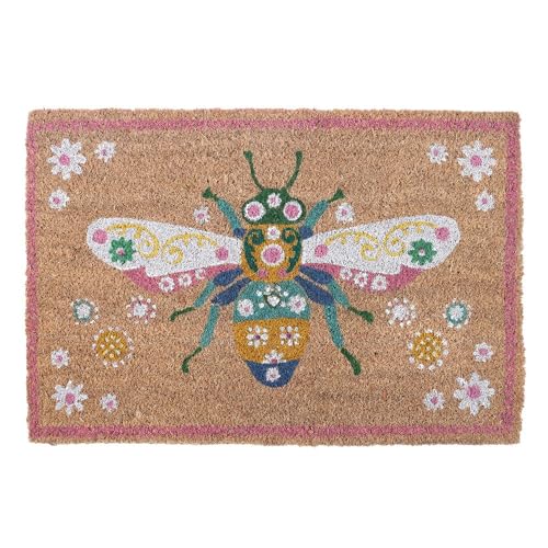 Natural Floral Bee Doormat – Charming Bee and Floral Design – Durable ...