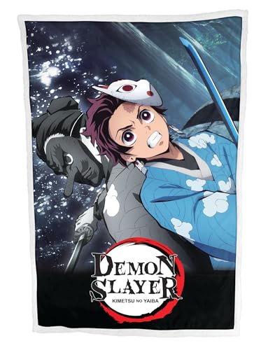 Homadict Sherpa Blanket 100 x 150 cm Demon Slayer Tanjiro Blue Costum ...