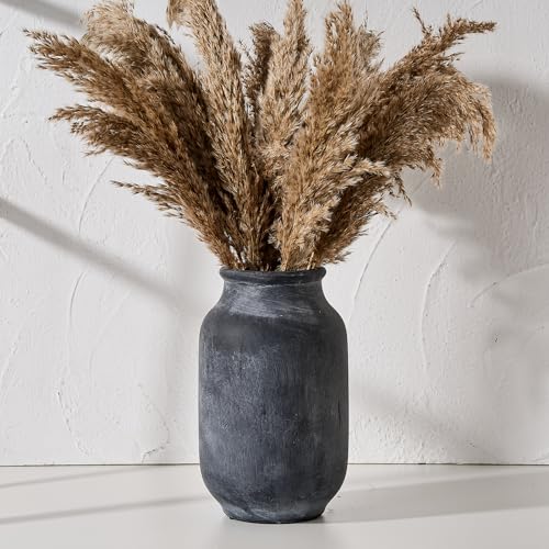 SIDUCAL Rustic Farmhouse Flower Vase - 9.5 Inch Large Ceramic Pampas ...