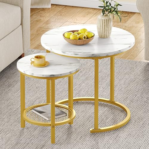 YITAHOME Coffee Table for living room, Nest of Tables Set of 2 with ...