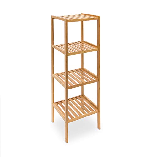 Relaxdays Bamboo Bathroom Shelf with 4 Tiers, 110 x 33 x 33 cm, Free ...