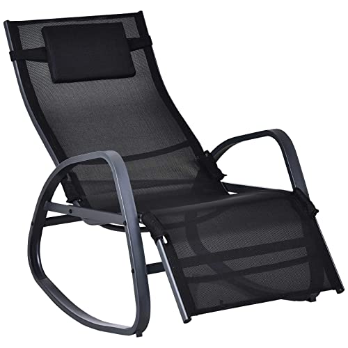 Outsunny Garden Rocking Chair with 5-Level Adjustable Backrest, Rocking ...