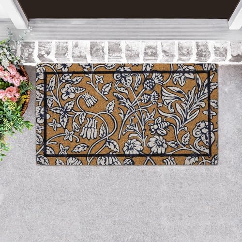 "Laura Ashley Slip Resistant Elmdon Border Floral Design Coir Doormat ...