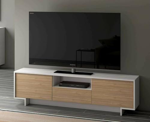 Dmora - TV Stand Andromeda TV Stand for Living Room Low Living Room Sideboard with 2 Doors and 1 ...