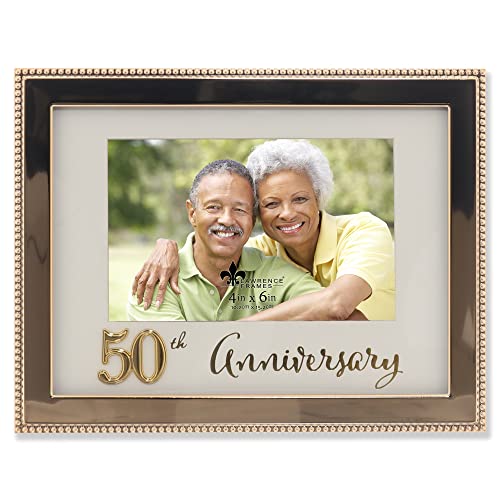 4x6 Gold Beaded Metal 50th Anniversary Picture Frame by Amazon ...