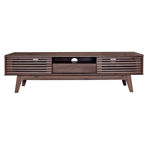 Copen Walnut 150cm TV Unit Cabinet, TV Stand with 2 Storage Shelves and ...