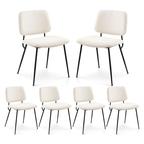 COLAMY Modern Upholstered Dining Chairs Set of 6, Fabric Dining Room ...