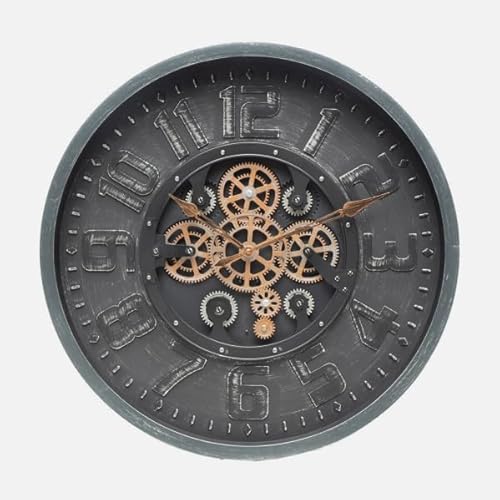 Zarivy Black Wall Clock 60x60x7 cm with Gears and Movement, Estandar by ...
