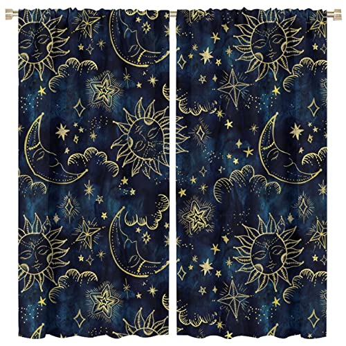 "Sun and Moon Curtains Bohemian Hippie Art Theme Indian Boho Outer ...