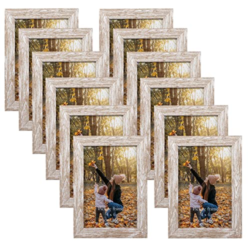 EXYGLO Rustic 6x4 Photo Frames Set of 12, Multiple Picture Frames 6x4 ...