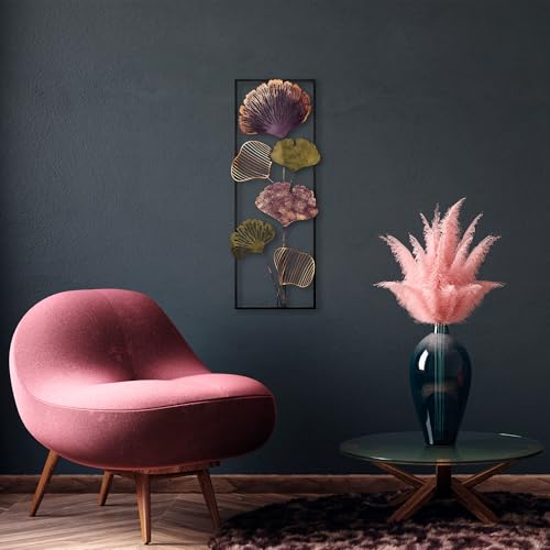 Hand-Painted Decorative Metal Wall Accessory, 32 x 90 cm, 100% Metal (1 ...