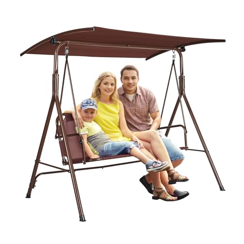VEVOR 4-Person Patio Swing Chair, Outdoor Patio Swing with Adjustable ...