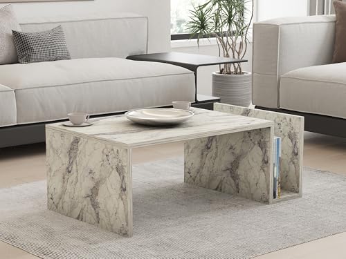 Elegant Freesia Marble Coffee Table, 86.8 cm, 100% Melamine Coated ...
