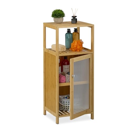 Relaxdays Bathroom Cabinet, HWD: 87.5 x 36.5 x 35 cm, 2 Compartments ...