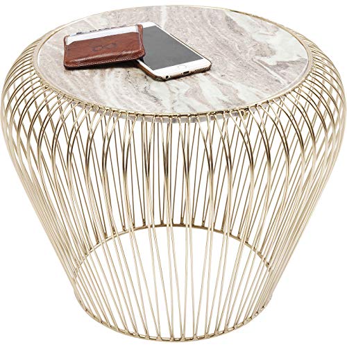 Kare Design Beam Marble Brass Side Table, White, 35 x 43 x 43 cm ...