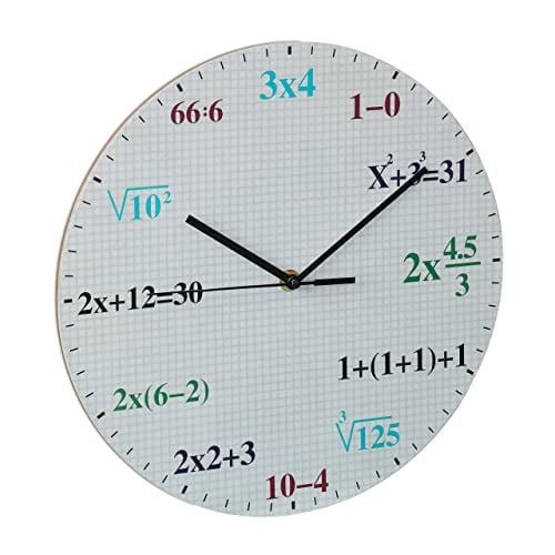 Relaxdays Wall Clock, Maths, Battery Powered, Classroom, School ...