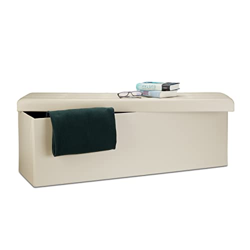 Relaxdays Folding Storage Ottoman XL, 38 x 114 x 38 cm Sturdy Seat with ...
