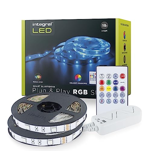 Integral LED 10m RGB Strip Light with UK Plug Adapter & IR Controller ...
