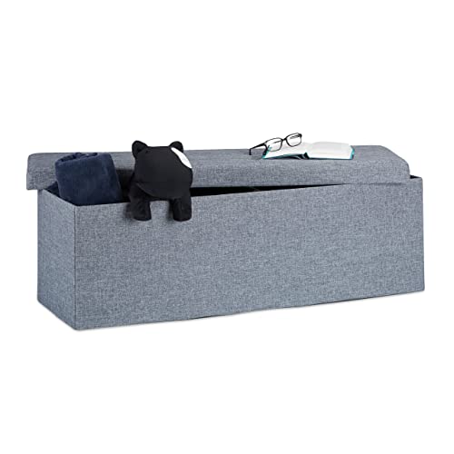Relaxdays Folding Storage Bench XL, 38 x 114 x 38 cm, Foldable Ottoman ...