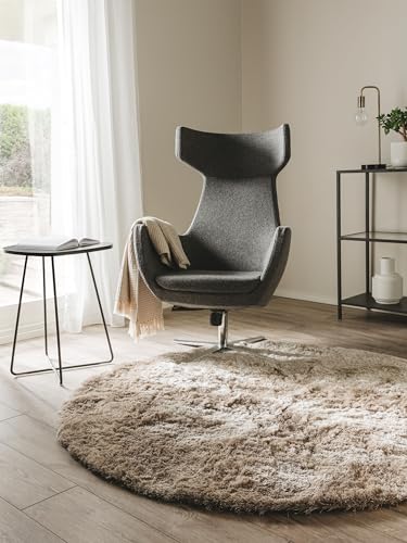 benuta Whisper High Pile Rug, Light Brown, Round, Diameter 80 cm ...