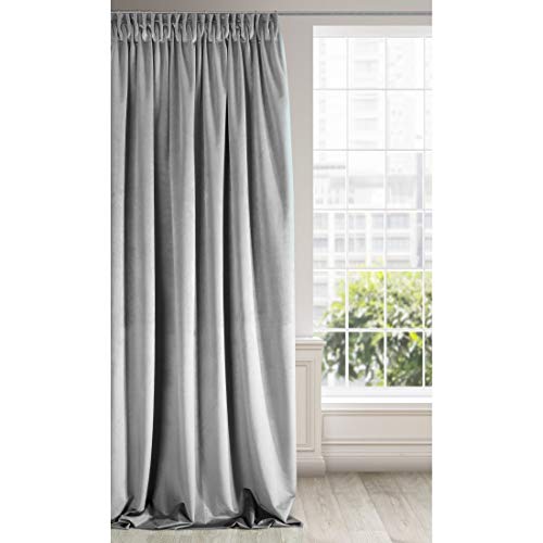 Eurofirany Soft Plain Opaque Velvet Curtain with Rufflette Tape For ...