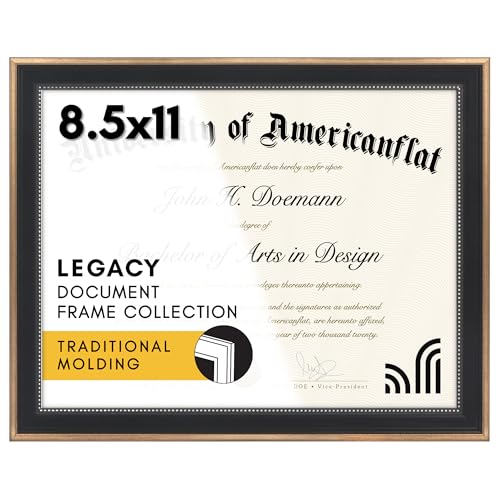 Americanflat Ornate 8.5x11 Diploma Frame in Beaded Black and Bronze ...