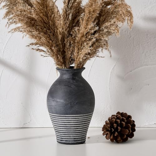 SIDUCAL Ceramic Rustic Farmhouse Vase, 9.2 inch Whitewashed Terracotta ...