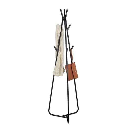 Relaxdays, 9 hooks, metal, jackets, triangular, standing coat rack, H x ...