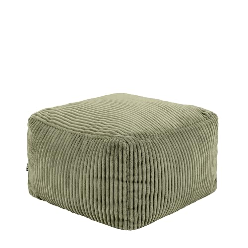 icon Amara Cord Bean Bag Footstool, Sage Green, Pouffe Footstool with ...