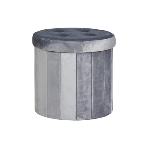 Home Source Round Folding Ottoman, Fabric Organiser Bedding Toy Box ...