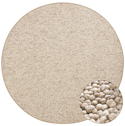 BT Carpet Wolly Round Rug - Living Room Rug Flat Weave Short Pile Wool ...