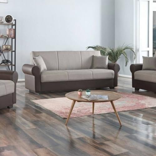 Dmora - Sofa bed Javier, 3-seater container sofa bed with eco-leather ...