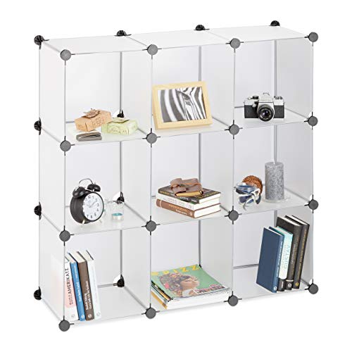 Relaxdays Shelving System, Plastic Room Divider, Standing Shelf with 9 ...