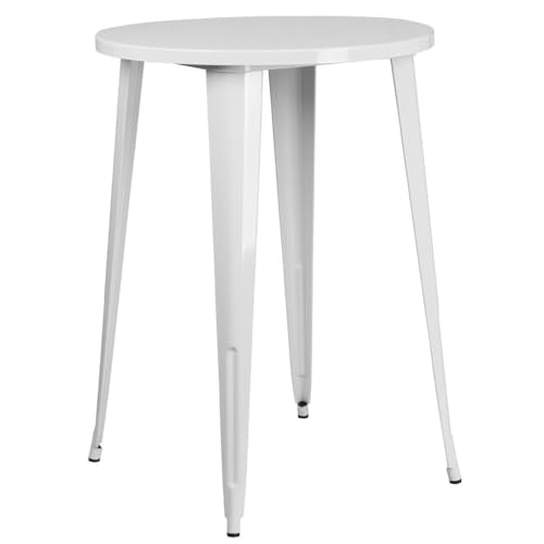 "Flash Furniture Philip Commercial Grade 30"" Round White Metal Indoor ...