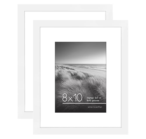 Americanflat 10x8 Photo Frames in White - Set of 2 - Use as 7x5 Photo ...