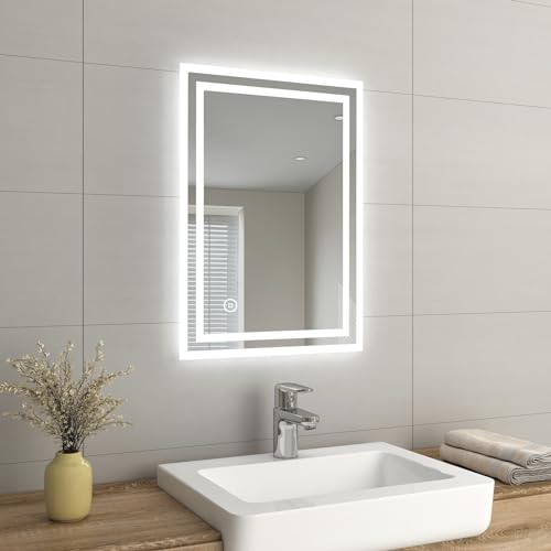 EMKE Bathroom Mirror with Fuse, Backlit Wall Mounted Vanity Mirror with ...