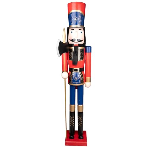 150cm Giant Life-Size Wooden Christmas Nutcracker Soldier Statue King ...