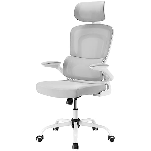 Sunon White Office Desk Chair with Flip-Up Armrest with Adjustable ...