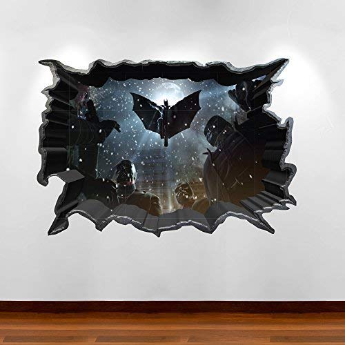 3D Full Colour Wall Art Sticker Batman Cracked Bat Cave Superhero ...