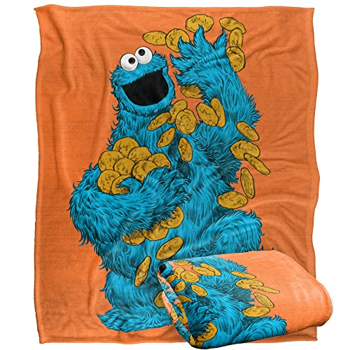 Sesame Street Cookie Monster Painted Officially Licensed Silky Touch Super Soft Throw Blanket ...