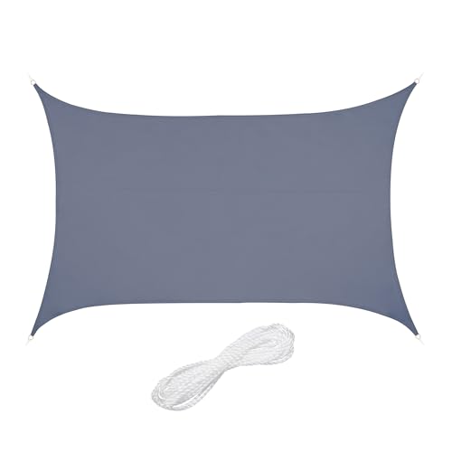 Relaxdays Sun Sail Shade, Rectangular, Polyester Fabric, Protect Garden ...