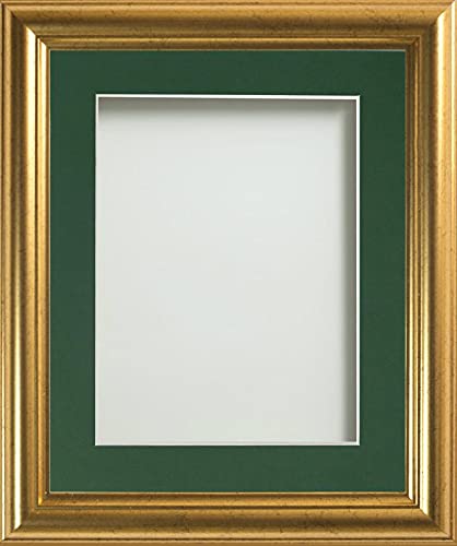 Frame Company Eldridge Gold Photo Frame with Bottle Green Mount, 6x4 ...