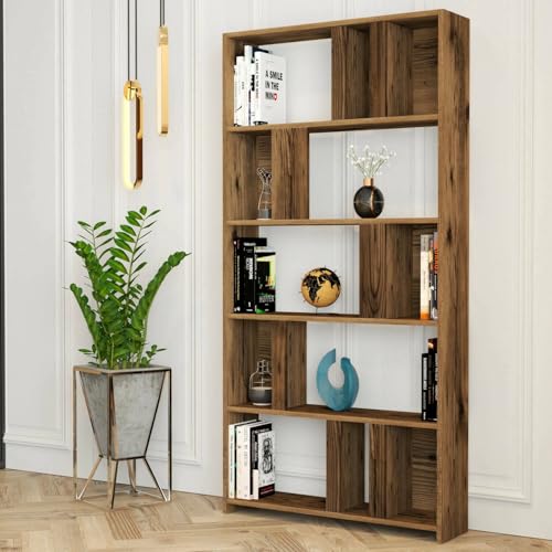 Dmora Jacoba Bookcase, Office Shelf, Bookcase, Library, 90 x 20 x H 180 ...