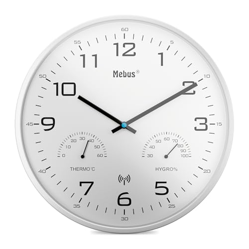 Mebus Wall Clock, White, 30 cm by Amazon | ufurnish.com