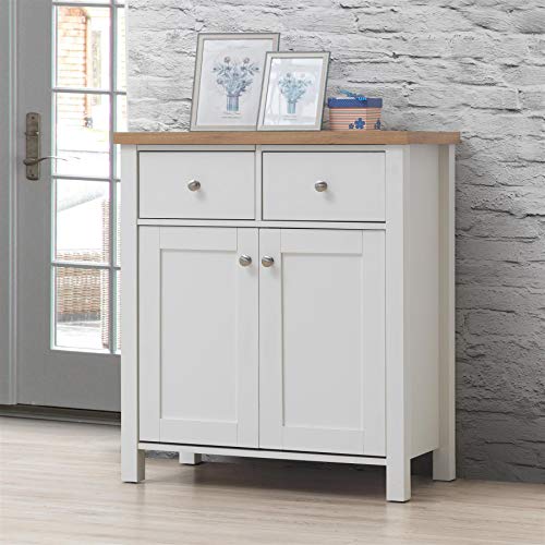 Timber Art Design UK Astbury Compact 2 Doors 2 Drawer Sideboard Storage Cabinet Cupboard White ...