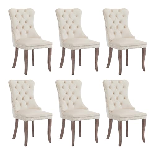 Merax Dining Chairs Set of 6, Modern Upholstered Seating for Kitchen ...