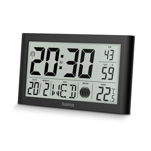 "Hama ""Martinique Digital Wall Clock, Radio-Controlled Clock with ...