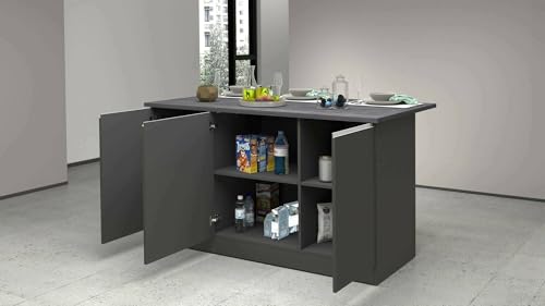 Dmora Patrizio Kitchen Island, Multi-Purpose Cabinet, Kitchen Cabinet ...