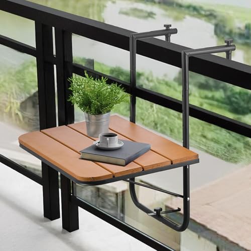 "VEVOR Balcony Hanging Table, 25 x 24 in Folding Balcony Railing Table ...